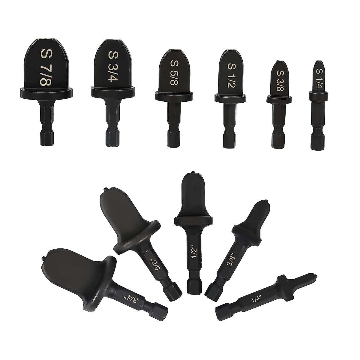 WMLBK 11pcs Swaging Tool Drill Bit Set, Air Conditioner Copper Tube Expander Tool, Copper Pipe Expander HVAC Tools Round Handle Tube Expander Sets with 1/4, 3/8, 1/2, 5/8, 3/4, 7/8 Bits