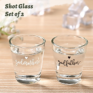 DAZLUTE Godparents Proposal Gift, 2 OZ Godfather Godmother Shot Glasses Set of 2, Godmother Proposal Gifts, Mother's Day Father's Day Birthday Christmas Baptism Gifts for Godparents from Godchild