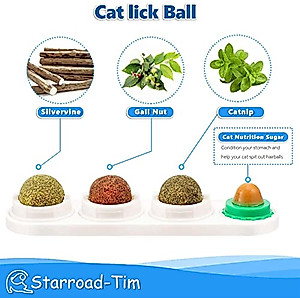 STARROAD-TIM Catnip Balls Catnip Toy for Cats Rotatable Edible Balls Natural Healthy Self-Adhesive Catnip Edible Balls (White)