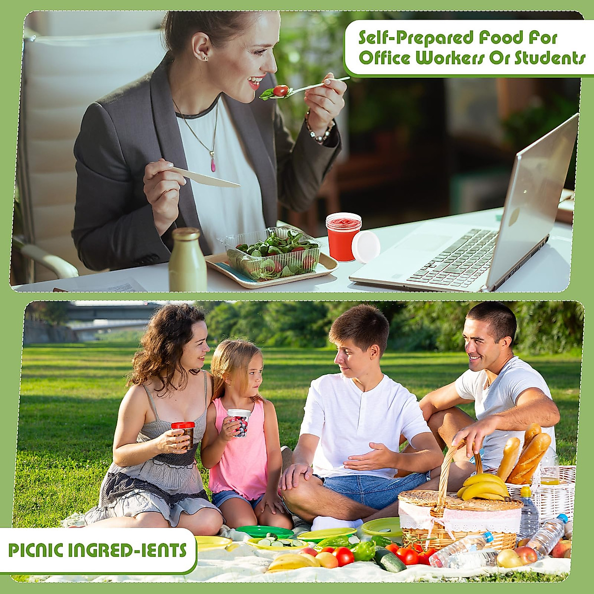 Singhoow 16 Pcs 4 oz Food Containers with Screw Lids Food Storage Jars Pudding Cups Reusable Small Plastic Freezer Containers for Sauce, Jam and Puree, Ice Cream