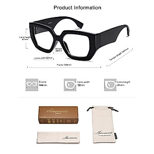 AMOMOMA 3-Pack Oversized Square Reading Glasses for Women,Fashion Trendy Style Blue Light Blocking Eyewear Readers Large Frame with Spring Hinge AM6109 C1+C2+C3 2.0 x