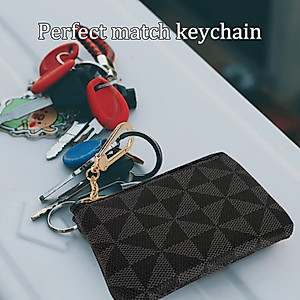 Veki Coin Purse Change Mini Purse Wallet With Key Chain Ring Zipper for Men Women Fashionable Bag Key Chain Pendant Leather Classic Clutch Purse(Black)