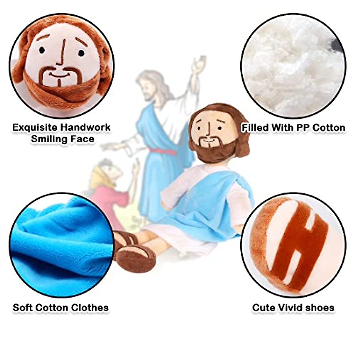 LSYDCARM 13inch Jesus Toy My Friend Jesus Toys Savior Christian Classic Religious Savior Jesus Stuffed Plush Doll Toys (Blue)