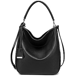Handbags for Women Black Lightweight Compact Fashion Hobo Designer Boho Crossbody Ladies Purse Satchels Shoulder Bags Tote Vegan Leather School Porketbooks Bucket