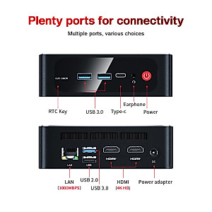 Beelink SER5 Mini PC AMD Ryzen 5 5560U W11 Pro Mini Office Computers, 16GB RAM DDR4 500GB NVMe SSD, Dual HDMI 4K@60Hz Output, WiFi 6/BT5.2, AMD Radeon Graphics Desktop PC