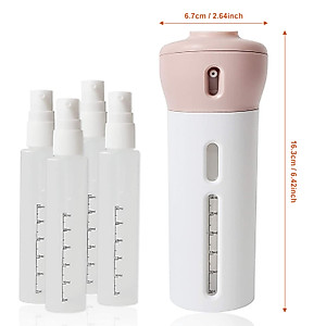 CHIVENIDO 4 in 1 Travel Dispenser, 2 Pack Travel Shampoo and Conditioner Dispenser, Refillable Travel Bottles for Toiletries, Muti Pump Bottle Toiletry Bottles for Traveling