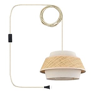 HYDELITE Drum Plug in Hanging Light Fixture Boho Pendant Light for Bedroom Living Room