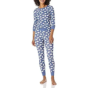 Amazon Essentials Cute Pajama Sets for Women, Snug-Fit Cotton Sleepwear, Available in Plus Size, Polar Bear, X-Small