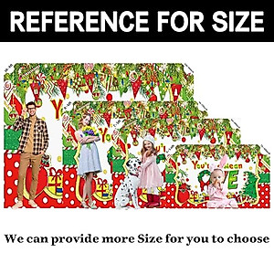 Swepuck 72x43inch Fabric You're a Mean one Merry Grinchmas Backdrop Christmas Red and Green Photography Background Xmas Party Decorations for 1st Birthday Baby Photo Banner