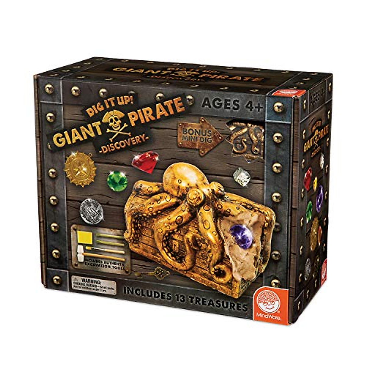 MindWare Dig It Up Discoveries Pirate: Giant Discovery Project for Kids – Dig up 13 Inspiring Charms – Includes a Bonus dig, 2 chisels and 1 Poster Filled with Pirate Facts and lore