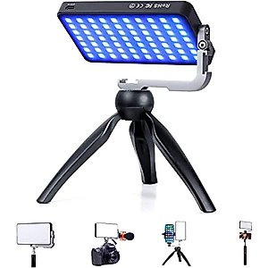 IVISII G2 Pocket RGB Camera Light,32Wh Built-in 4300mAh Rechargeable Battery 360°Full Color Gamut 9 Light Effects,2600-10000K LED Video Light Panel with Aluminum Alloy Body, Adjustable Tripod Stand
