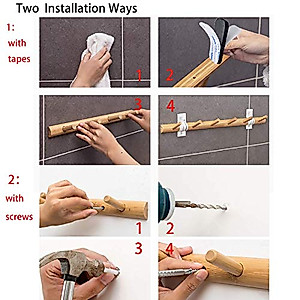 Moetron Modern Wall Mounted Coat and Hat Rack –4 Pegs, Beautiful Bamboo Wood Entryway Hanger with Screws - Wooden Bedroom and Bathroom Robe Towel Racks - Easy Assembly, Durable , Classic Design