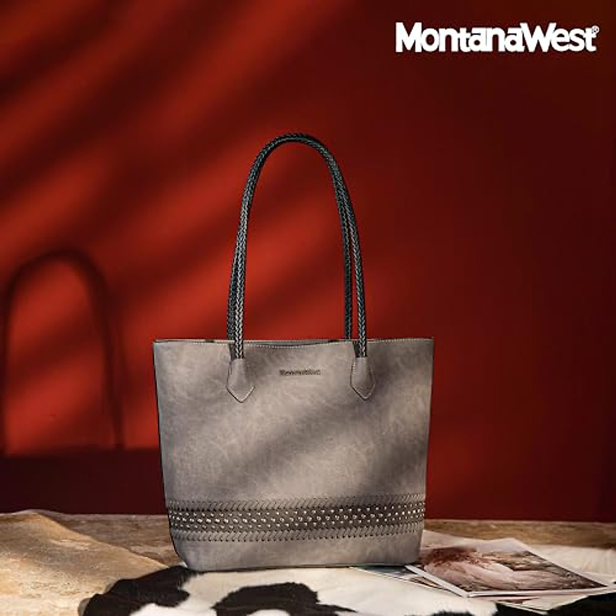 Montana West Large Handbags for Women Tote Bag with Zipper Top-handle Shoulder Bag MWC-090BGY