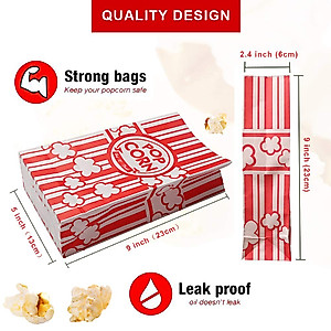 Keriqi Popcorn Bags, 2 oz Flat Bottom Paper Popcorn Bags for Family Movie Night Baseball Themed Carnival Christmas Birthday Party 100 Pcs