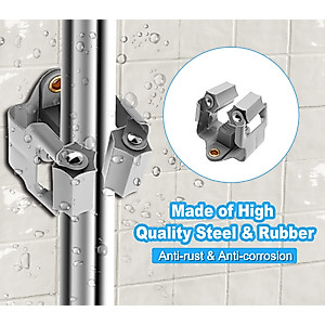 Waziaqoc 5PCS Wall Mount Broom Mop Holder, Bathroom Mop Hanger Wall Mounted Mop Clip with Screws for Garden Bathroom Kitchen - Grey