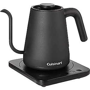 Cuisinart GK-1 Digital Goose Neck Kettle, Precision Gooseneck Spout Designed for Precise Pour Control that Holds 1-Liter, 1200-Watt Allows for Quick Heat Up, Stainless Steel,Black