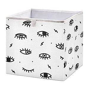 CaTaKu Geometric Eyes Storage Bins 11 Inch Fabric Storage Baskets for Shelves Foldable Storage Baskets for Organizing Decorative Large Closet Organizers Cubes