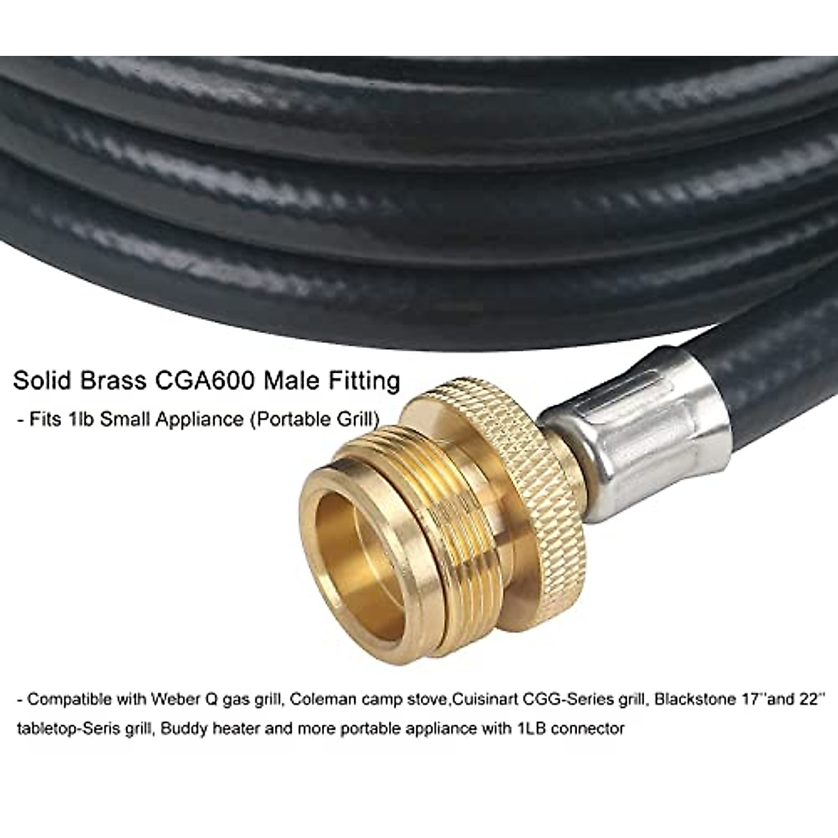 ATKKE Propane Hose Adapter 1lb to 20lb with Gauge, 4FT Propane Tank Grill Adapter Converter for Weber Q Grill, Mr. Heat Propane Heat, Blackstone 17/22‘’ Griddle, Coleman Camping Stove and More