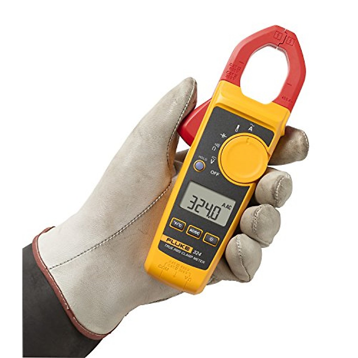 Fluke 324 True-RMS Clamp Meter with Temperature & Capacitance, Measure AC Current Up To 400 A and AC/DC Voltage Up to 600 V, Includes Backlit Display, Measure Resistance Up To 4000 Ohms