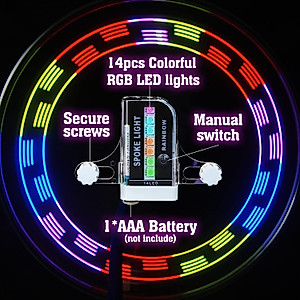 Bike Wheel Lights, Bike Spoke Lights Bicycle Wheel Lights Bike Lights for Wheels Double-Sided 14pcs LED Colorful 30 Changes Patterns Bike tire Lights Bike tire Accessories (Black 14LEDs-2pieces)