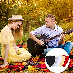 Maasechs 20 Pcs Ukulele Felt Picks Multicolored Felt Picks Accessories Cute Ukulele Picks Assorted Felt Thumb Picks with Holder Case for Guitar Bass Music Instruments (Classic)