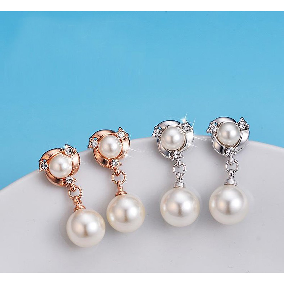 Acefeel Clip On Earring For Women White Pearl Non Pierced Clip Earrings