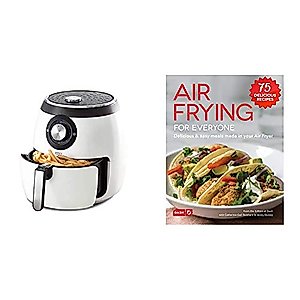 Dash DFAF455GBWH01 Deluxe Electric Air Fryer + Oven Cooker, White & DCB001AF Air Fryer Recipe Book for Healthier + Delicious Meals, Snacks & Desserts, Over 70+ Easy to Follow Guides, Cookbook