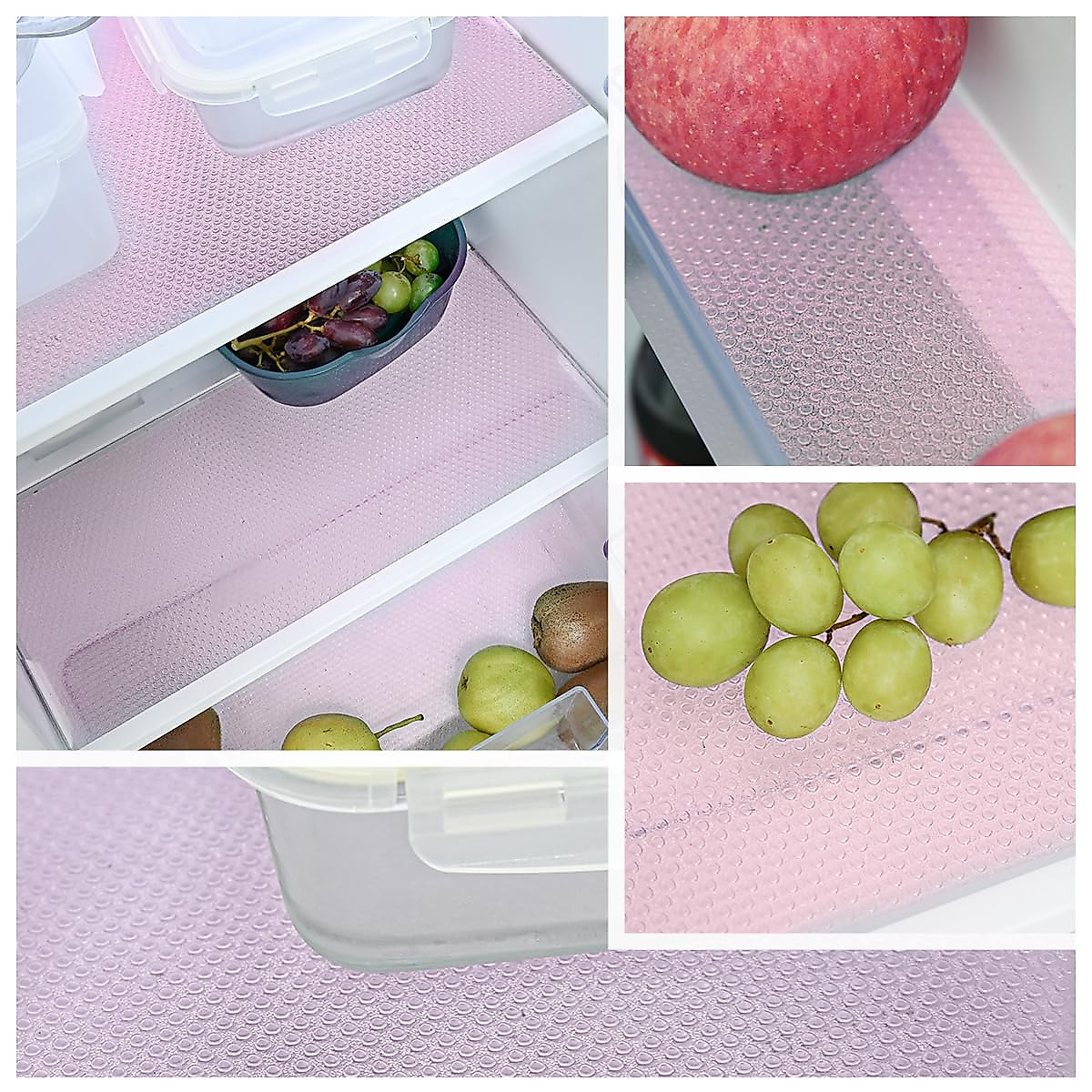 BOPART 8Pcs Refrigerator Liners Washable Fridge Shelf Liners Mats for Freezer Glass Shelves Kitchen Cabinets Cupboards Drawers (17.7" x 11.4", Pink)