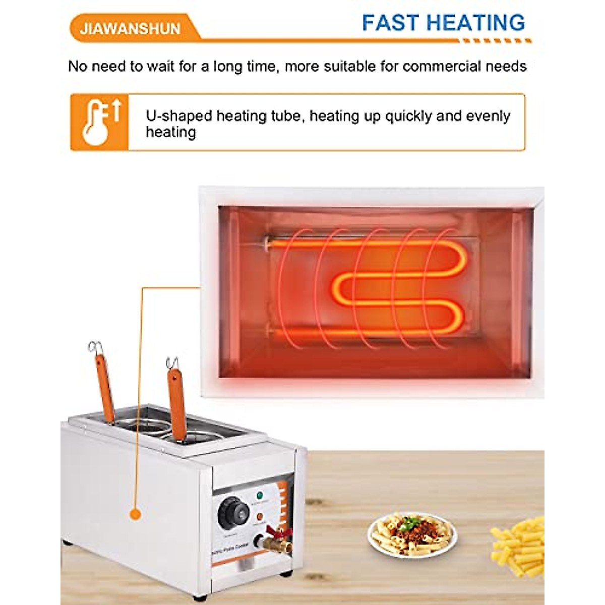 Commercial Pasta Cooker 2 Holes Noodle Cooking Machine 1500W Macaroni Vegetable Dumpling Cooker for Restaurant Hotel 110V