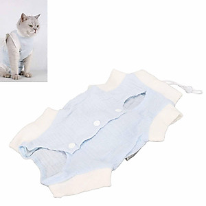 Airshi Cat Postoperative Suit, Breathable Prevent Licking Sweat Absorbent Cat Recovery Suit Button Design for Dogs (S)
