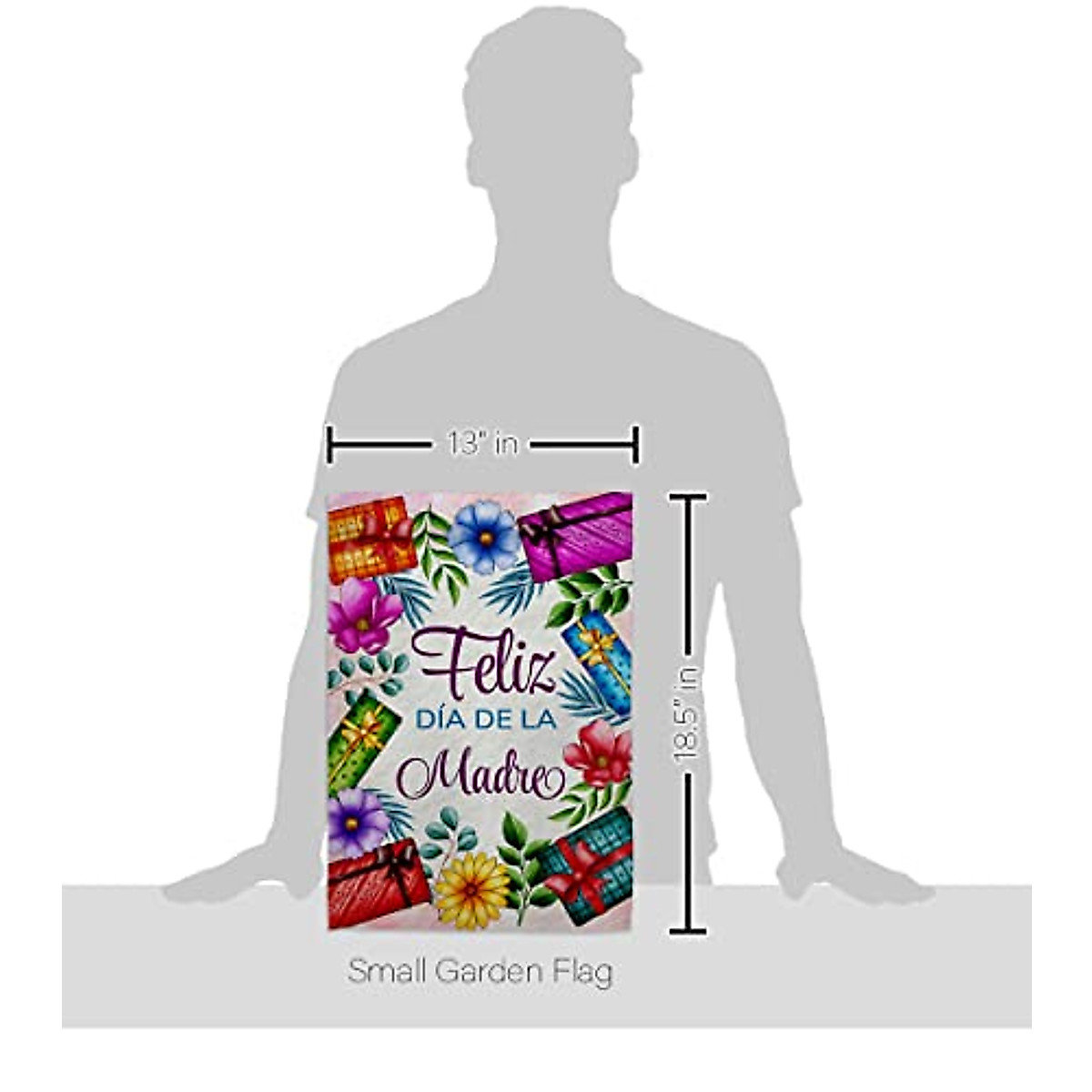 Feliz Dia De La Madre Garden Flag - Set Wood Dowel Family Mother Day Mom Mama Grandma Love Flowers Parent Sibling Relatives Grandparent - House Banner Small Yard Gift Double-Sided 13 X 18.5