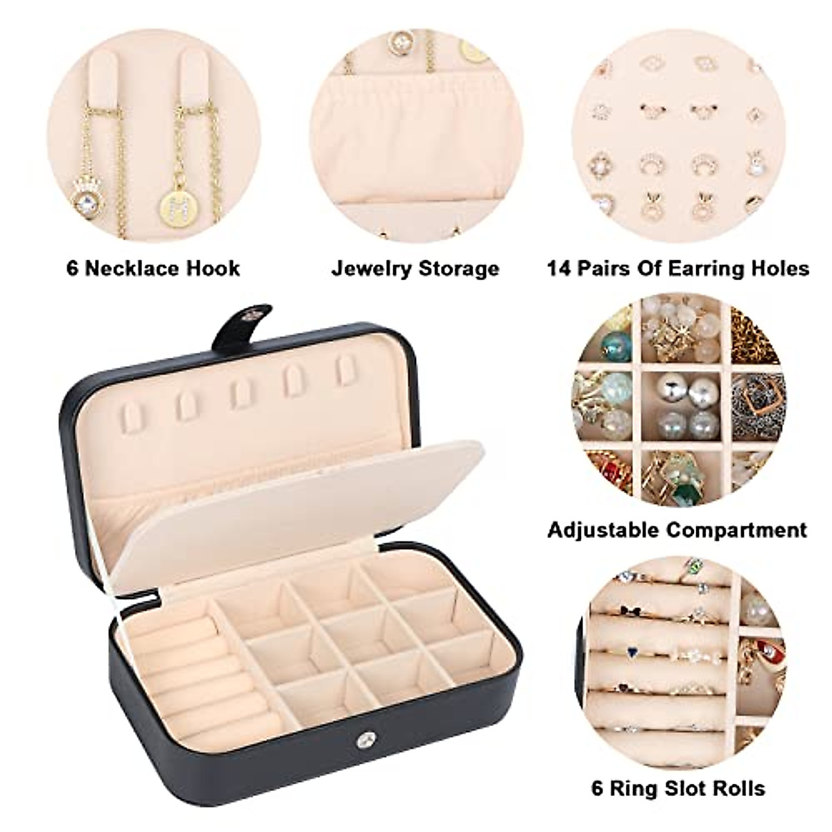 MFXIP Travel Jewelry Case Small Jewelry Box Travel Jewelry Organizer Box for Women Girls, Portable Small Jewelry Case for Earrings Necklace Ring Bracelets