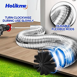 Holikme 60 Feet Dryer Vent Cleaner Kit,Lint Remover Flexible Brush and Drill Attachment Extends Up to 60Feet, 2 Synthetic Brush Head Use with or Without a Power Drill
