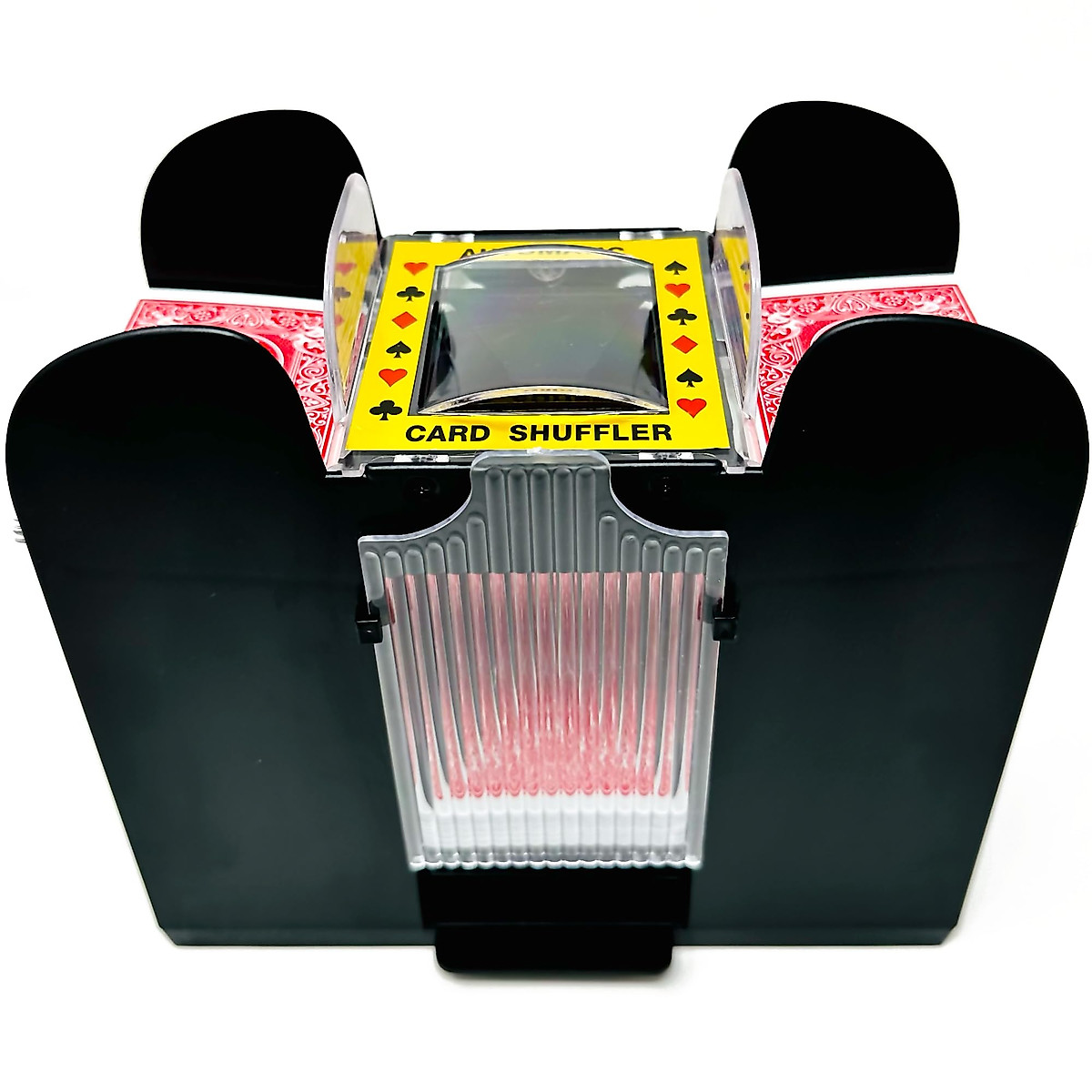 Brybelly Automatic Card Shuffler 6 Deck - Battery Operated Card Shuffler for Standard-Size Cards - Single Button Operated Card Shufflers for Poker, Blackjack, Canasta and Other Card Games