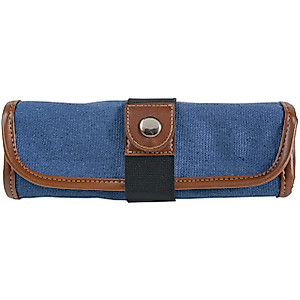 Speedball Canvas Roll Up Pencil Case, Denim W/Brown Trim, Holds Up To 36 Pencils