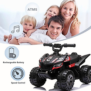 AVRCECI Kids ATV Electric Vehicles 4 Wheeler Toddler Car with Four Wheels,Music,DIY Sticker,6V Battery Powered Quad for Boys Girls,Ride on Car