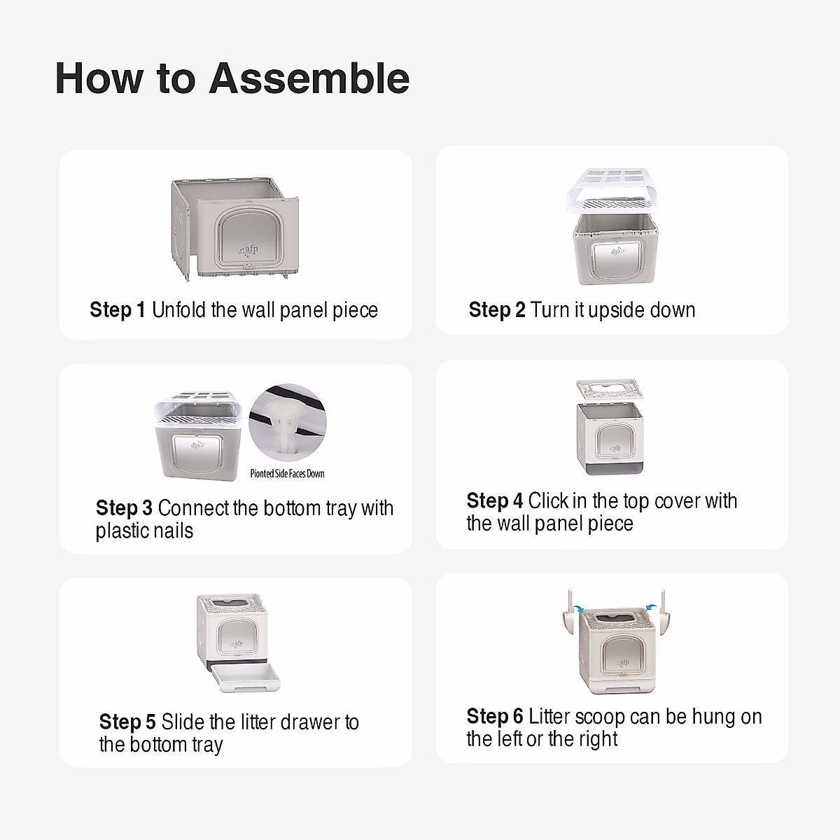 All for Paws Foldable Cat Litter Box Enclosed Top Entry Litter Box with Lid for Large Cats Mess Proof Design with Handy Litter Scoop