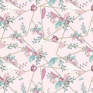 Stesha Party Pink Floral Wrapping Paper All Occasion - Folded Flat 30 x 20 Inch (3 Sheets)