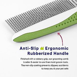 Dog Comb for Removes Tangles and Knots - Cat Comb for Removing Matted Fur - Grooming Tool with Stainless Steel Teeth and Non-Slip Grip Handle - Best Pet Hair Comb for Home Grooming Kit - Ebook Guide