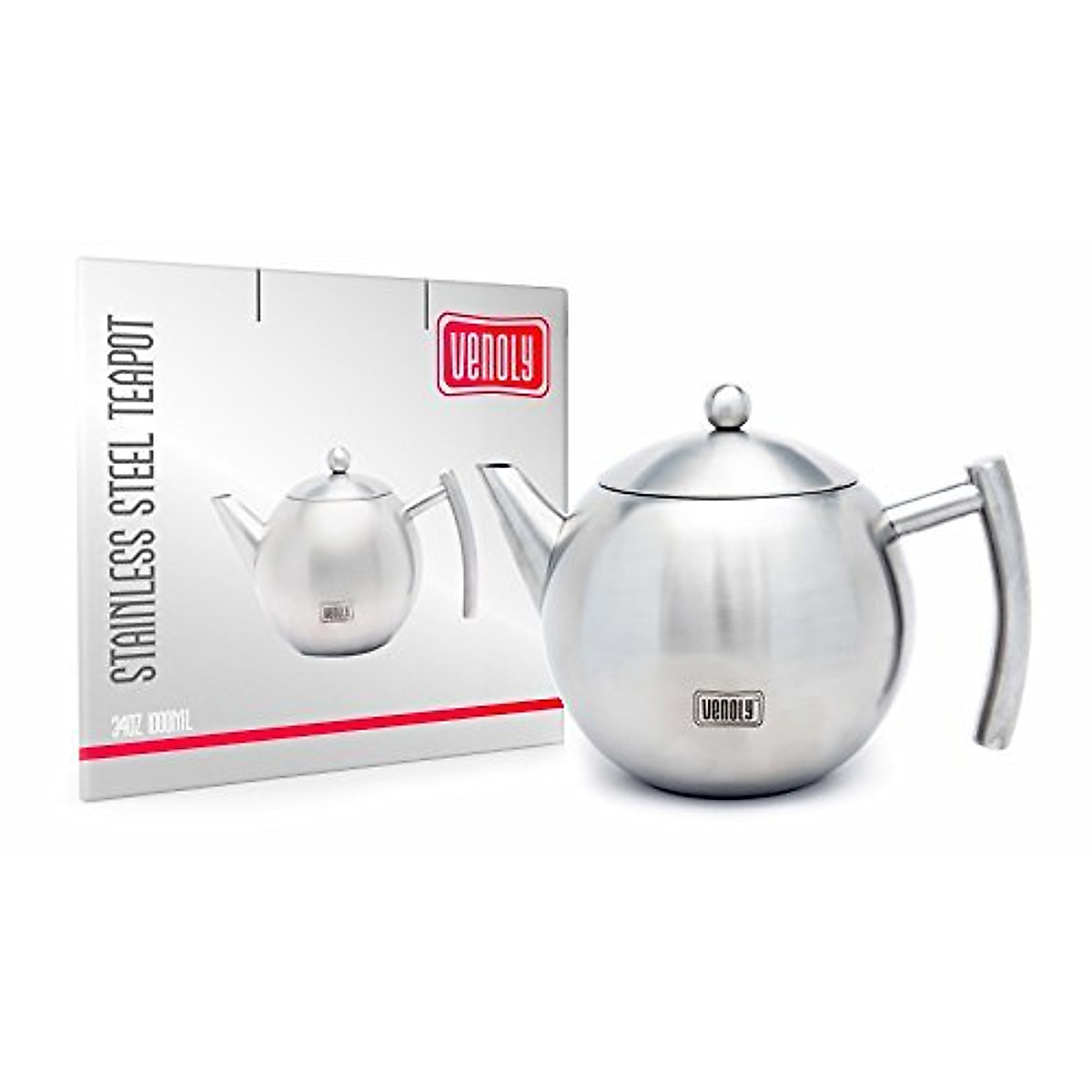 Stainless Steel Tea Pot With Removable teapot Infuser For Loose Leaf & Tea Bags - Dishwasher Safe & Heat Resistant - 1.5 Liter - By Venoly