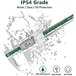 Digital Caliper,0-6'',Dekiraych Metric,Inch,Fraction Caliper Measuring Tool, Stainless Steel Electronic 6 inch Caliper Measurement Tool, IP54 Waterproof Vernier Caliper, Large LCD Display (150mm)