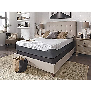 Signature Design by Ashley 12 Inch Elite Plush Mattress, Green Tea & Charcoal Infused Gel Memory Foam, Queen