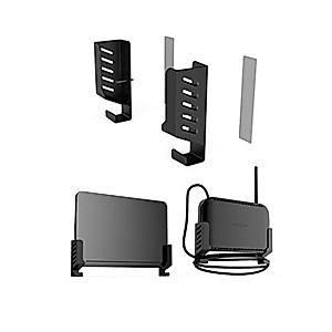 Universal Laptop Wall Mount Holder Cable Box Wall Mount Build-in Cable Management Hook Compatible with Laptops/WIFI Routers/Macbooks/TV boxes/Network Switches/Modems/Audio Devices and More(Black)