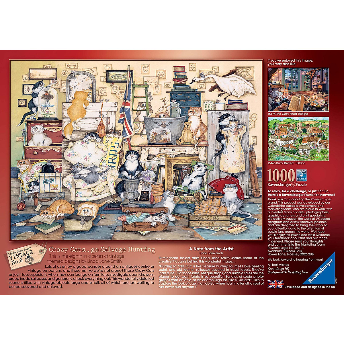 Ravensburger Crazy Cats Vintage No.8 - Go Salvage Hunting 1000pc Jigsaw Puzzle