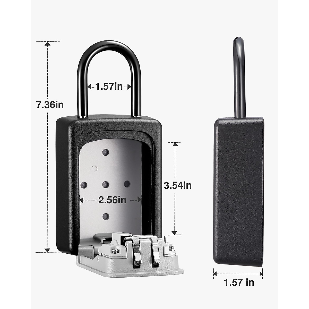 Puroma Key Lock Box Waterproof Combination Lockbox Portable Resettable Wall Mounted & Hanging Key Safe Lock Box for House Keys, Realtors, Garage Spare, Gray (1 Pack)