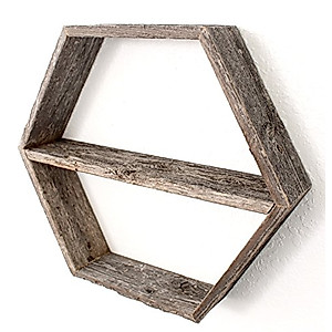BarnwoodUSA | Rustic Wood Hexagon Shelf - 100% Up-Cycled Reclaimed Wood