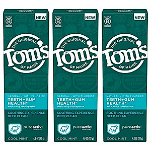 Tom's of Maine PureActiv Teeth + Gum Health* Natural Anticavity Toothpaste Gel 4.0oz , 3-Pack