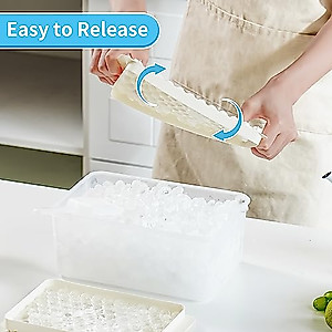 4 Pack Mini Round Ice Cube Tray, Ice Ball Maker Mold for Freezer with Container, Sphere Ice Cube Tray Making 99pcs Circle Ice Chilling Cocktail Whiskey Tea Coffee - white