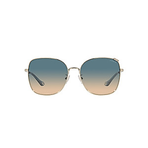 Coach HC7133 Sunglasses, Shiny Light Gold/Blue Yellow Gradient, 57 mm