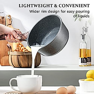 SENSARTE Nonstick Sauce Pan with Lid, 2.5QT Medium Sauce Pot with Swiss Granite Coating, Stay-cool Handle, Multipurpose Handy Little Saucepan, Induction Capable, PFOA Free